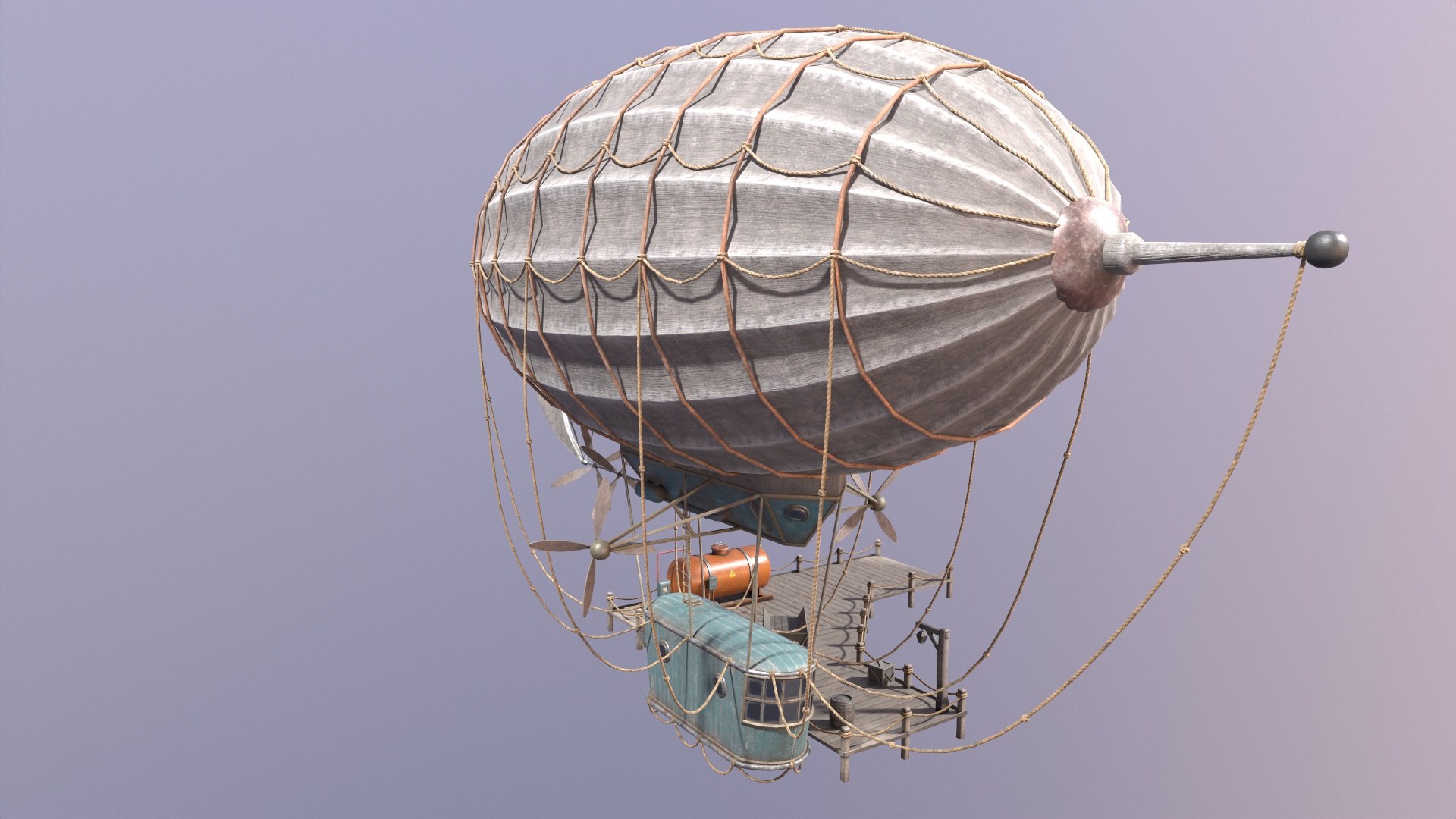A Low-poly 3D Model Of An Airship In The Port 3D - TurboSquid 2170732