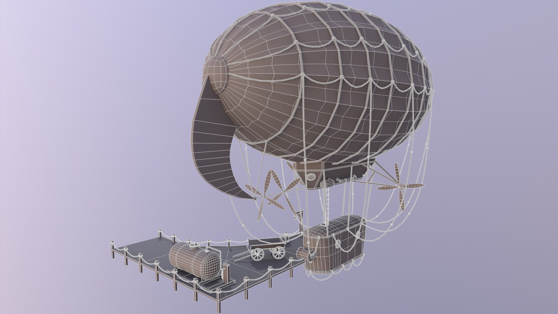 A Low-poly 3D Model Of An Airship In The Port 3D - TurboSquid 2170732