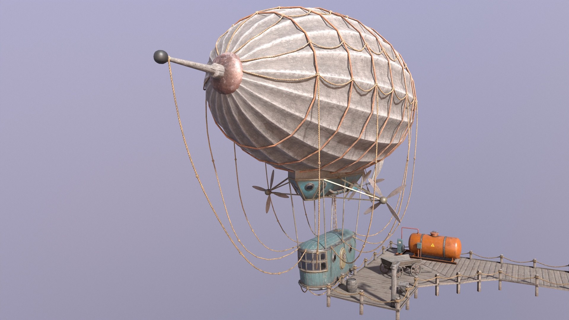A Low-poly 3D Model Of An Airship In The Port 3D - TurboSquid 2170732