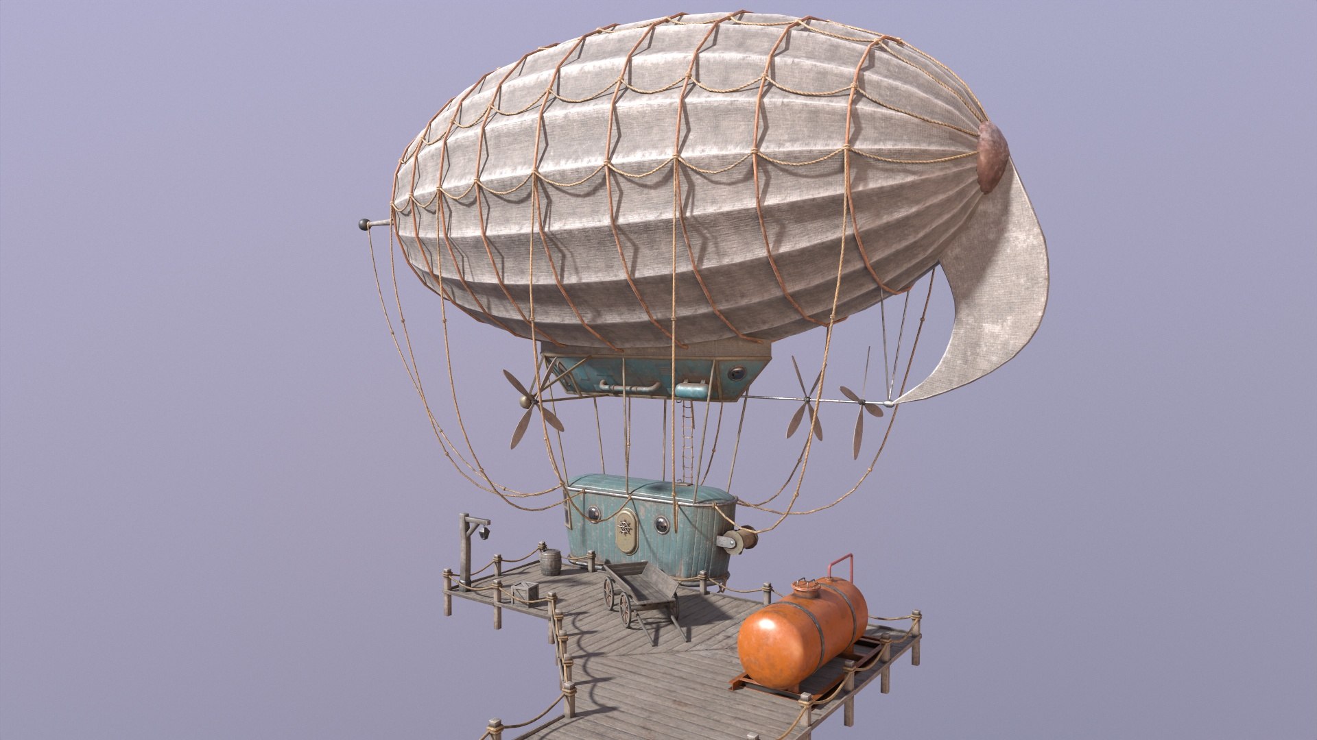 A Low-poly 3D Model Of An Airship In The Port 3D - TurboSquid 2170732