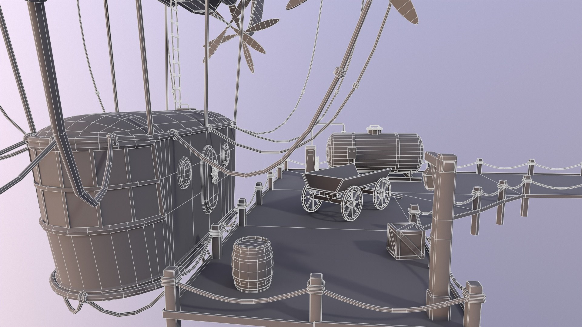 A Low-poly 3D Model Of An Airship In The Port 3D - TurboSquid 2170732