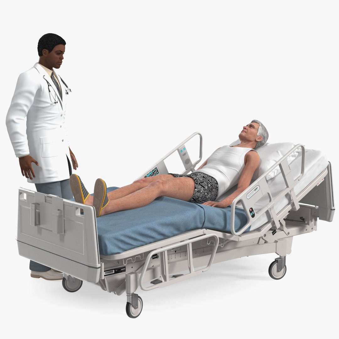 Patient on Hospital Bed 2 and Doctor Rigged for Maya 3D model ...