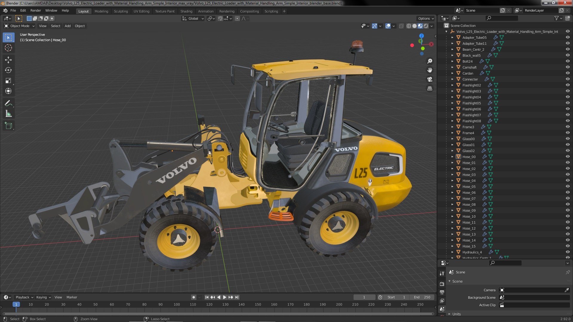 3D Volvo L25 Electric Loader with Material Handling Arm Simple Interior ...