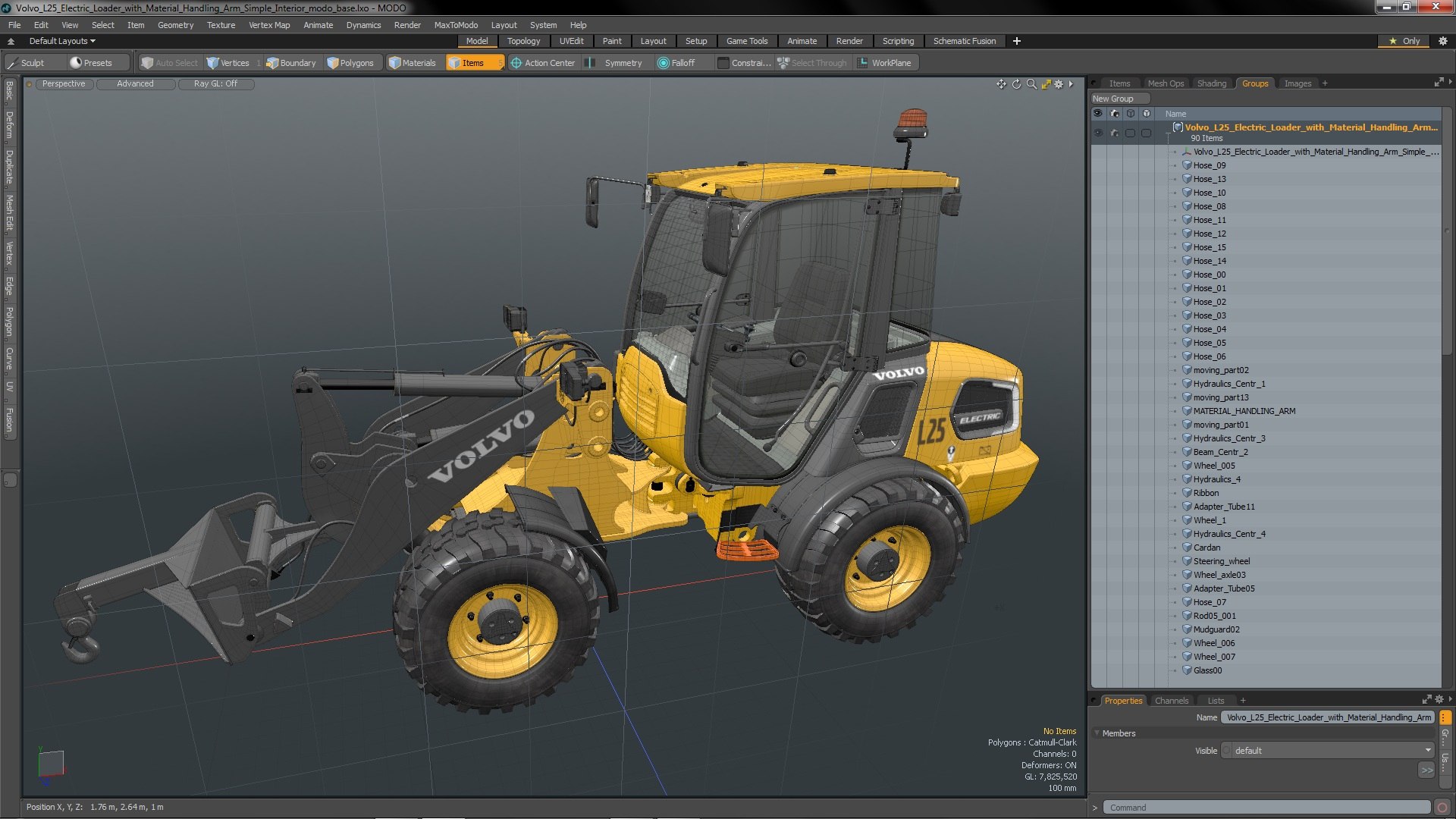 3D Volvo L25 Electric Loader with Material Handling Arm Simple Interior ...