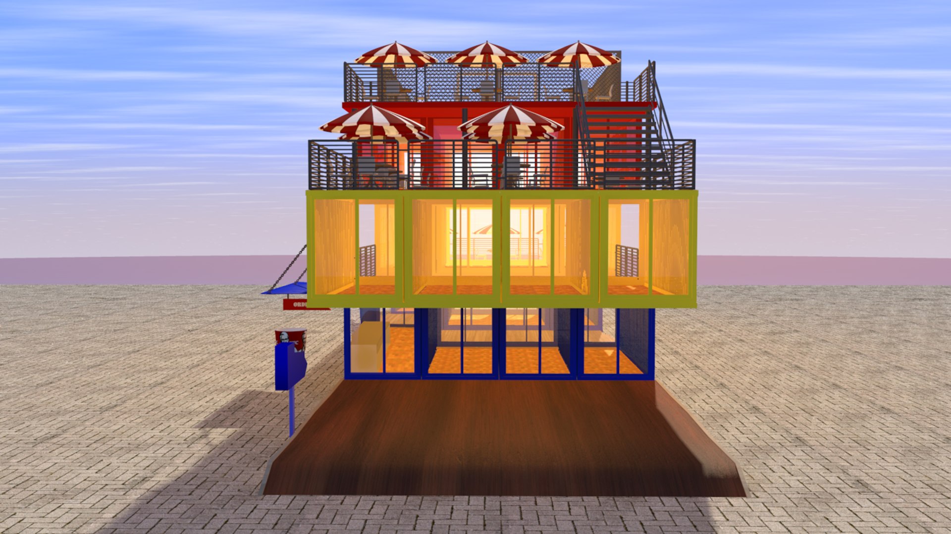 Box container restaurant model - TurboSquid 1163019
