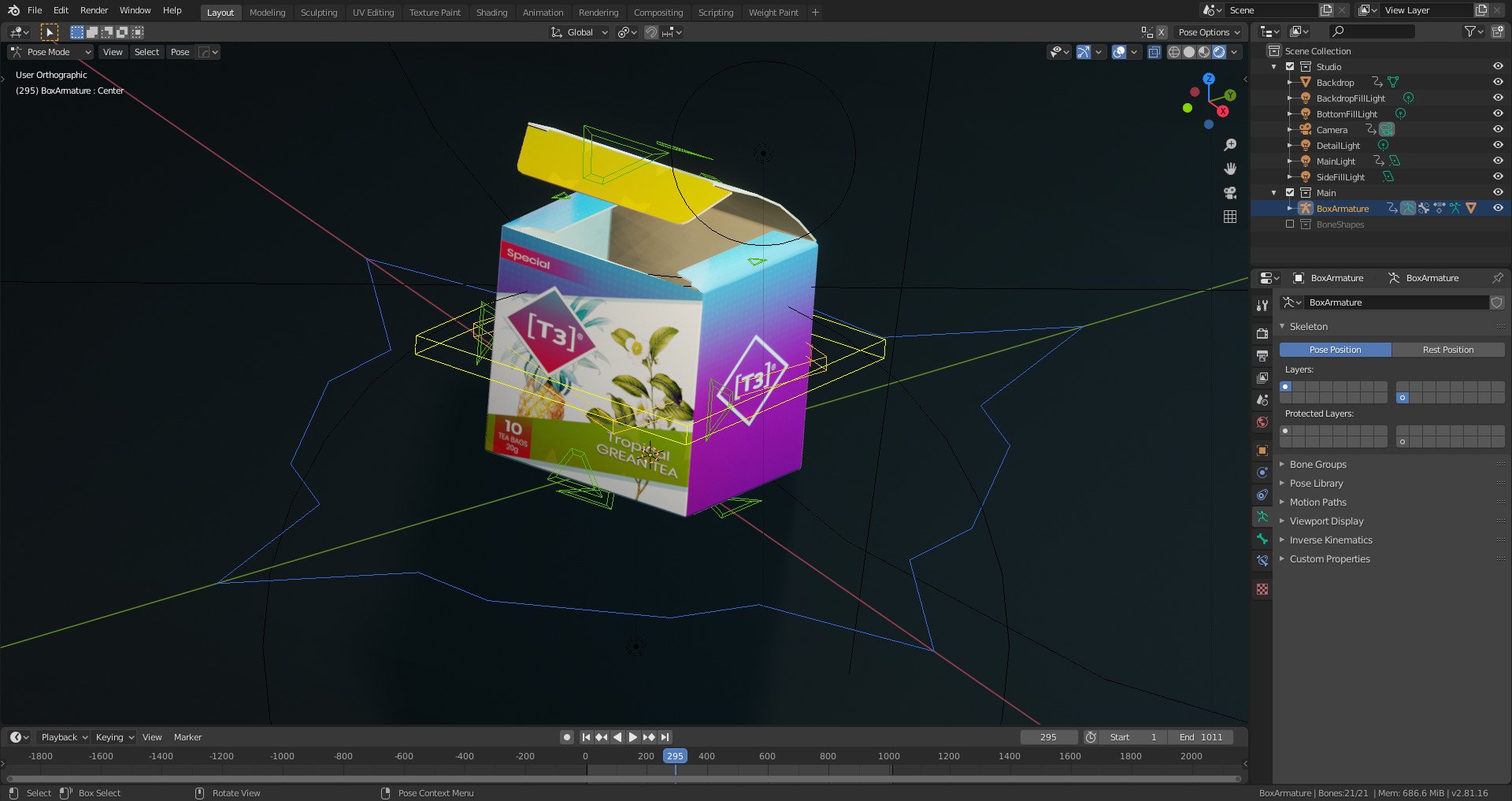 Rigged Dieline For Box Packaging Design And Product Animation 3D Model ...