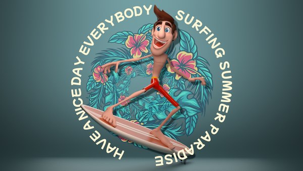 3D модель Cartoon Surfer Man - TurboSquid 2083020