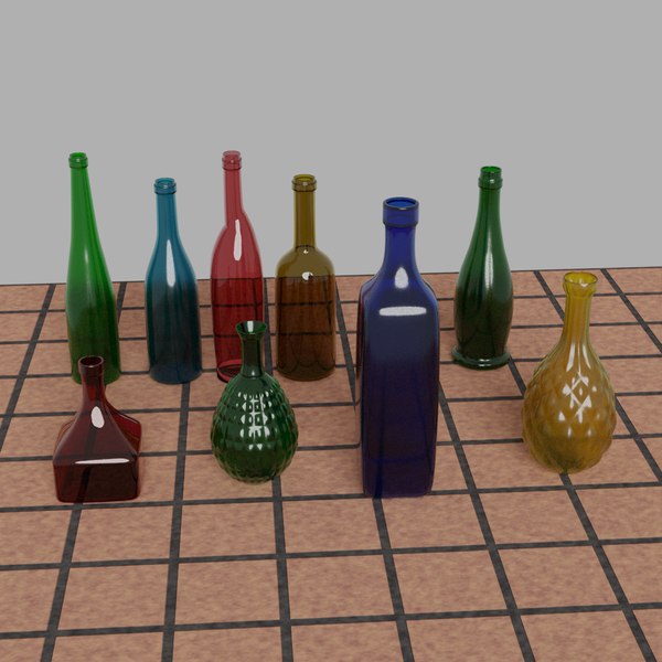 modelo 3d 9 botellas - TurboSquid 1201911