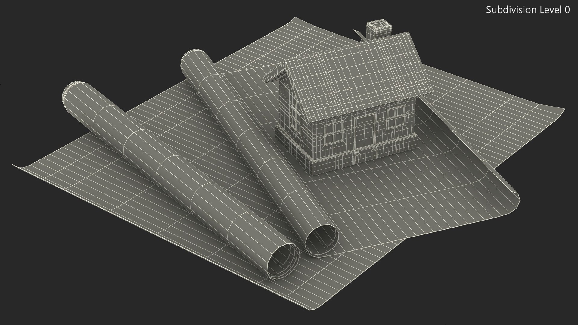 Architectural House Concept On Blueprints 3D Model - TurboSquid 2368980