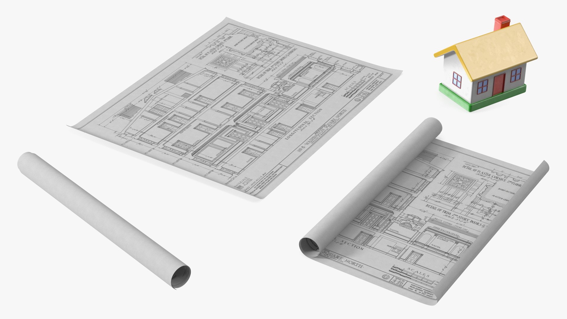 Architectural House Concept On Blueprints 3D Model - TurboSquid 2368980