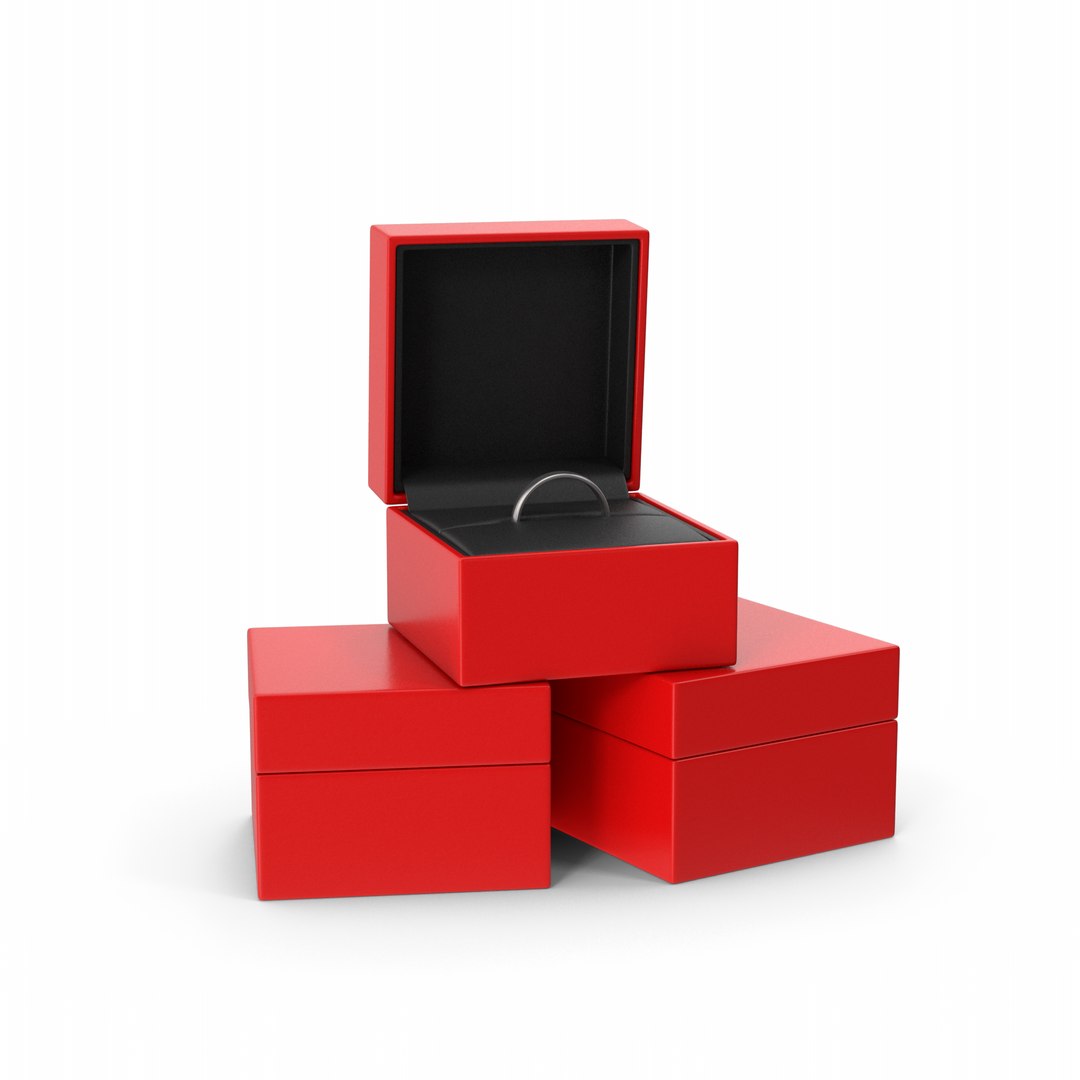 3D Red Ring Boxes - TurboSquid 2097417