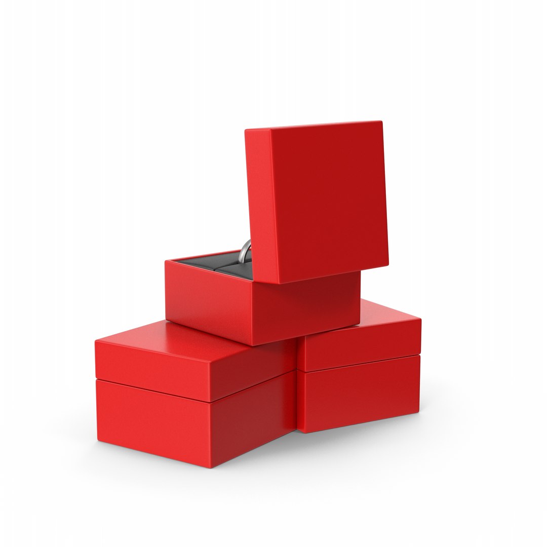 3D Red Ring Boxes - TurboSquid 2097417