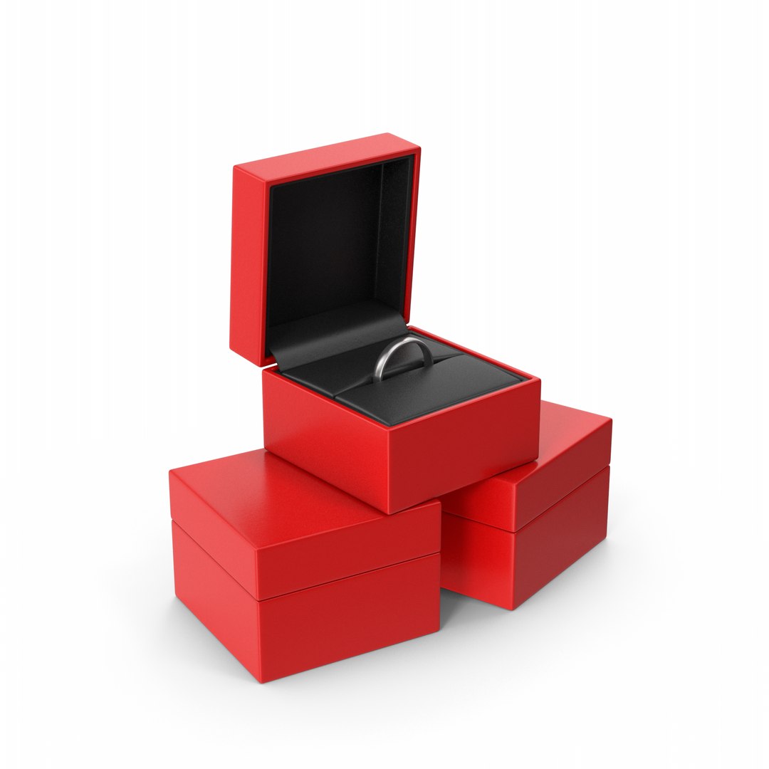 3D Red Ring Boxes - TurboSquid 2097417