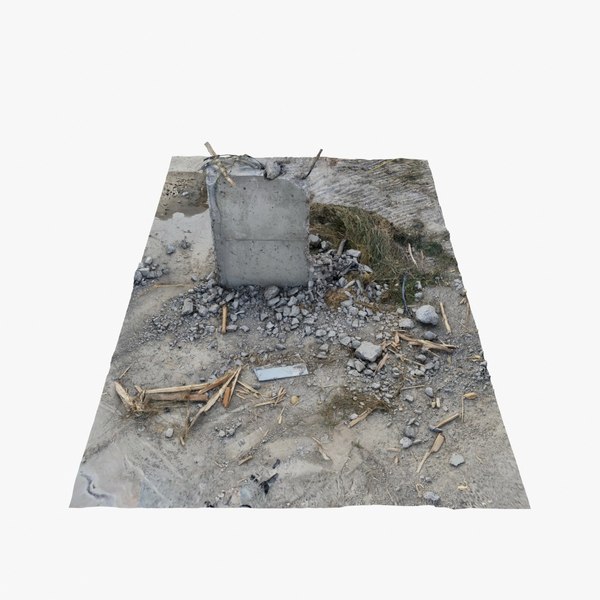 Gravel Wall 01 - 3D photogrammetry model scan of concrete ground and ...
