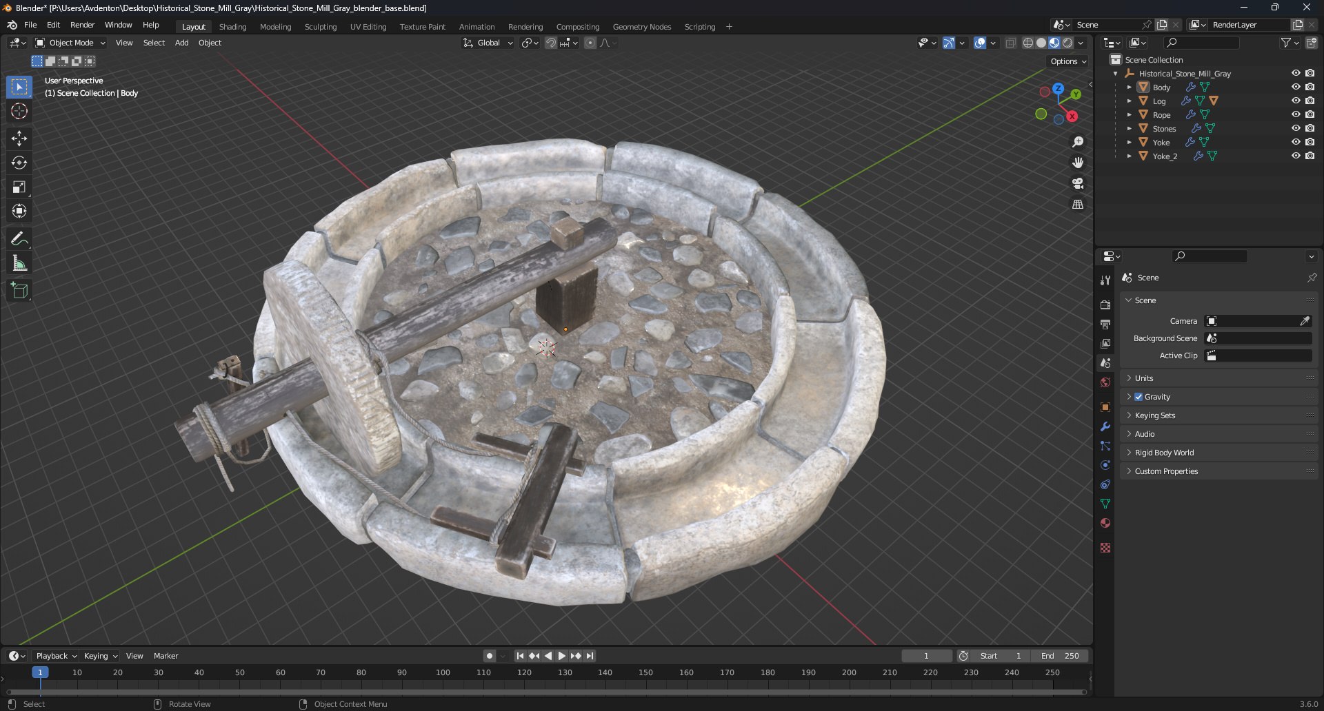 Historical Stone Mill Gray 3D Model - TurboSquid 2325217