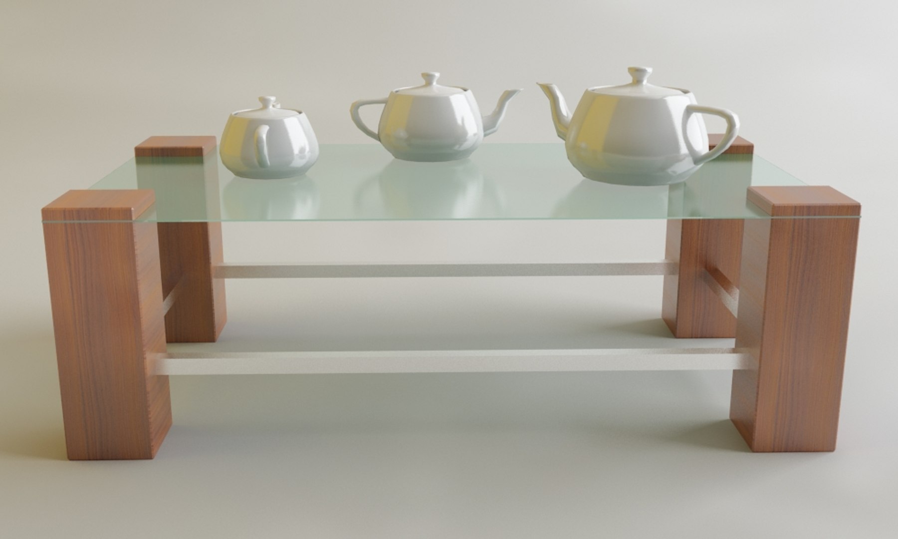 3d model modern wood glass table
