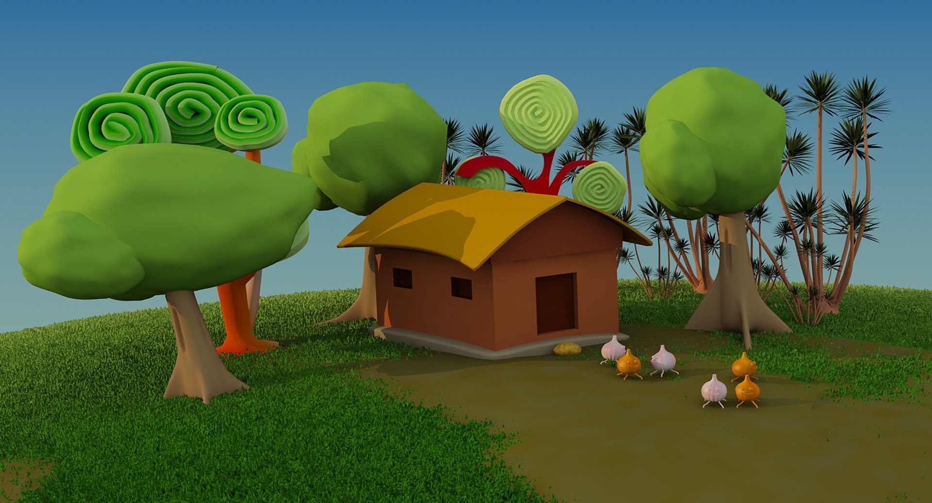 Cartoon House Scene Model - TurboSquid 1270238