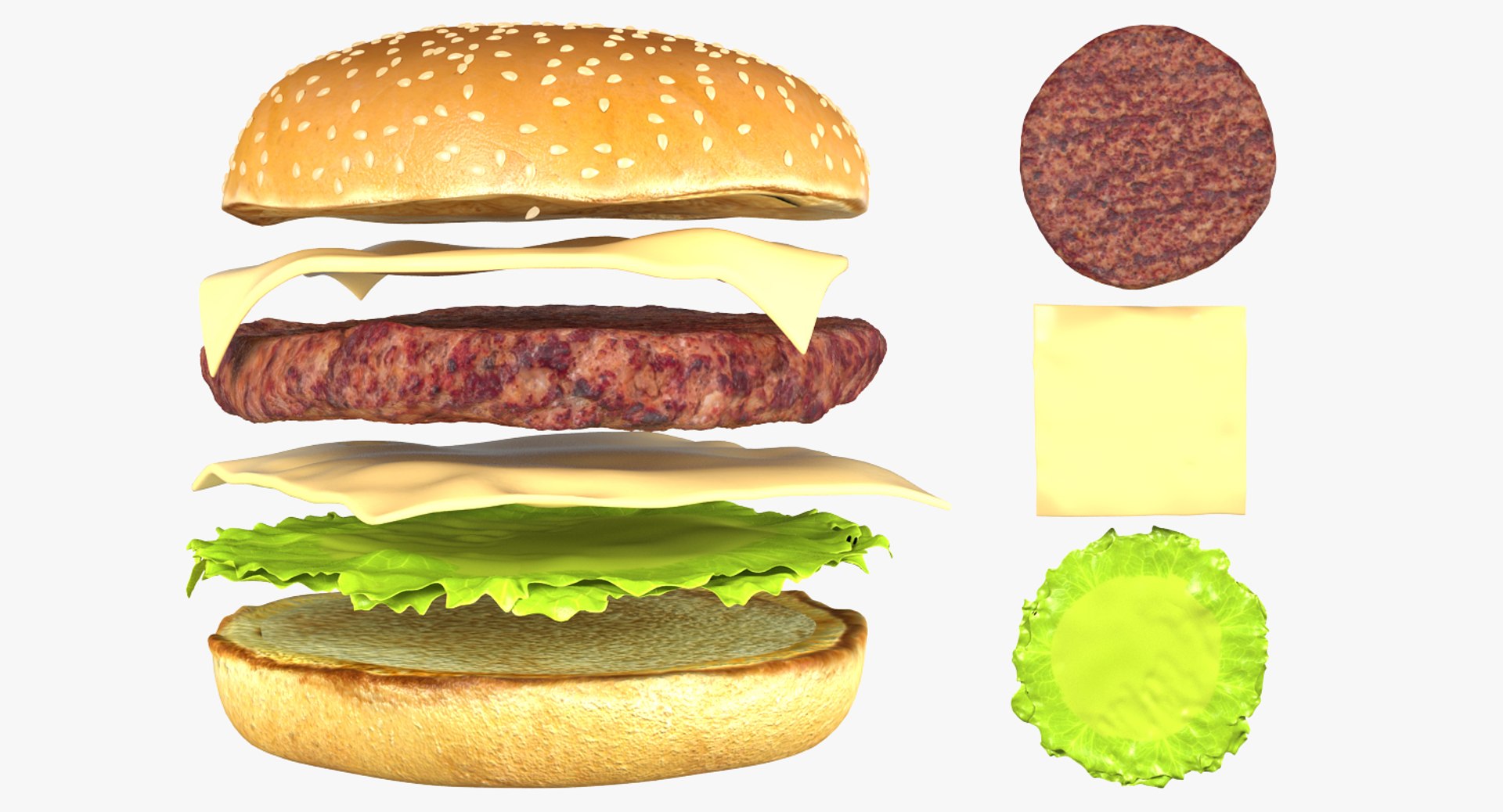 3D Cheeseburger Burger Cheese - TurboSquid 1163319