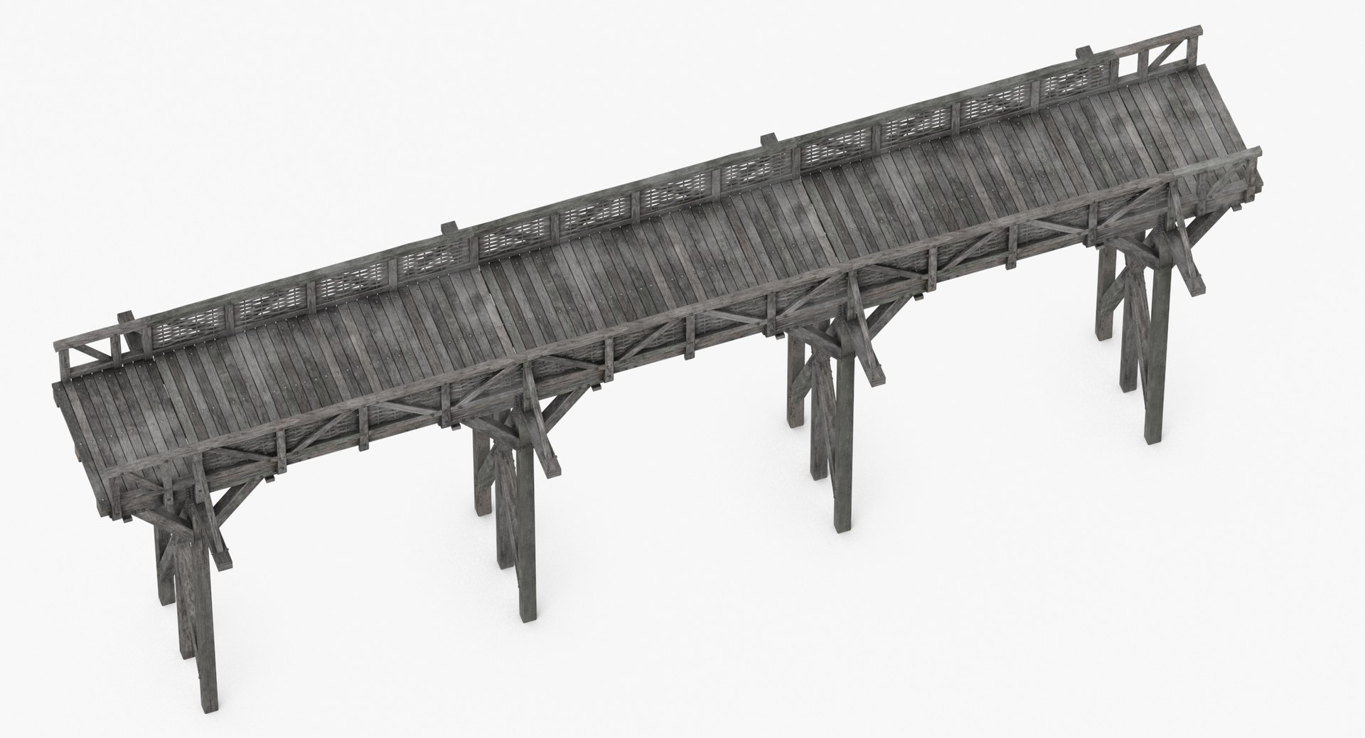 3D Medieval Wooden Bridge Tiled 3 Sections - TurboSquid 1824307