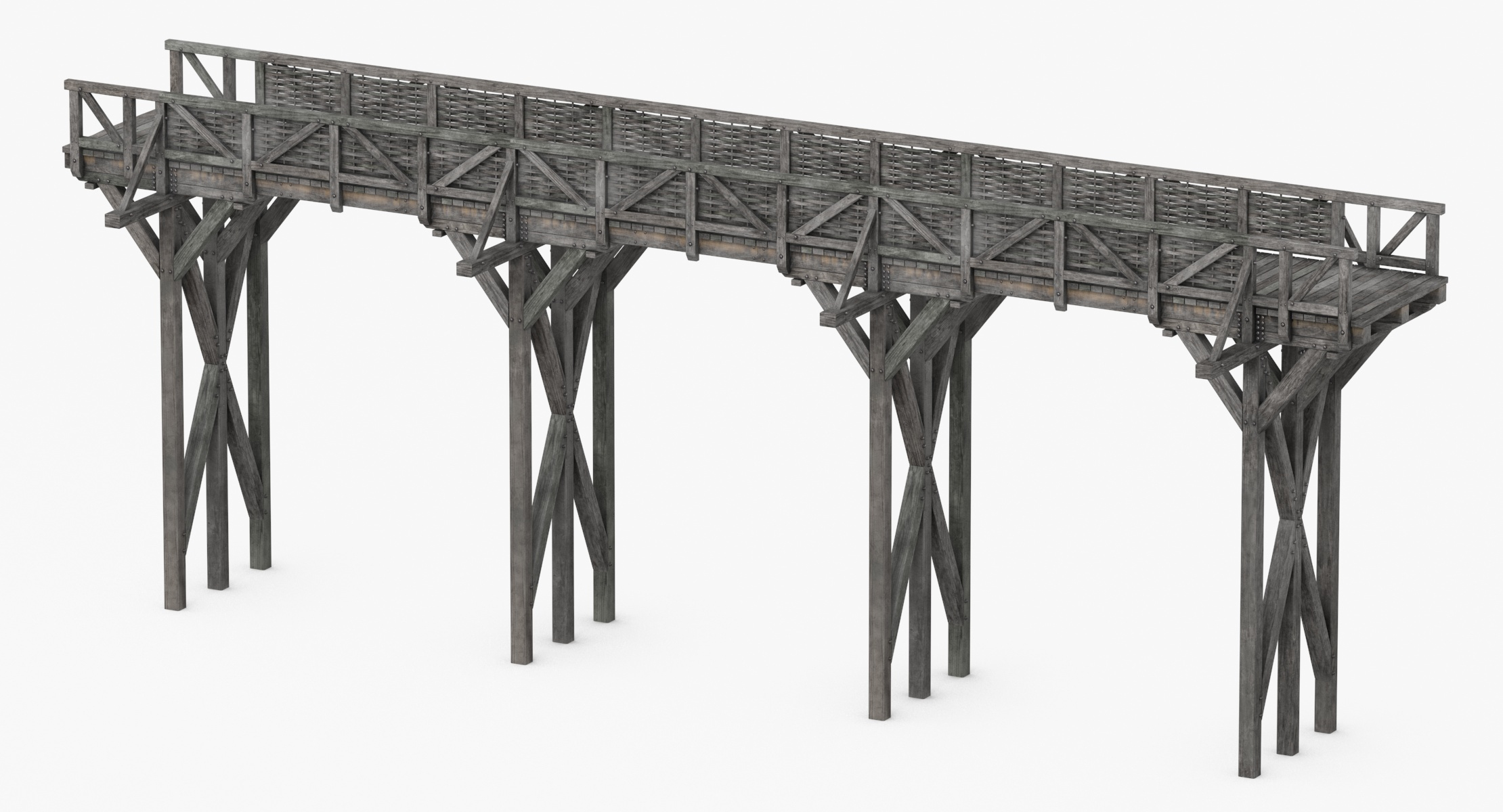 3D Medieval Wooden Bridge Tiled 3 Sections - TurboSquid 1824307