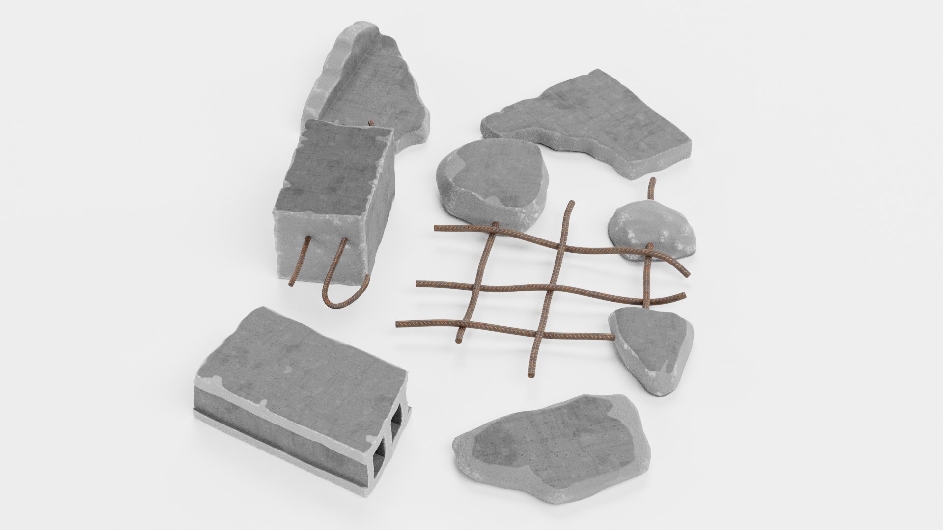 3D Model Concrete Debris Set - TurboSquid 1521881