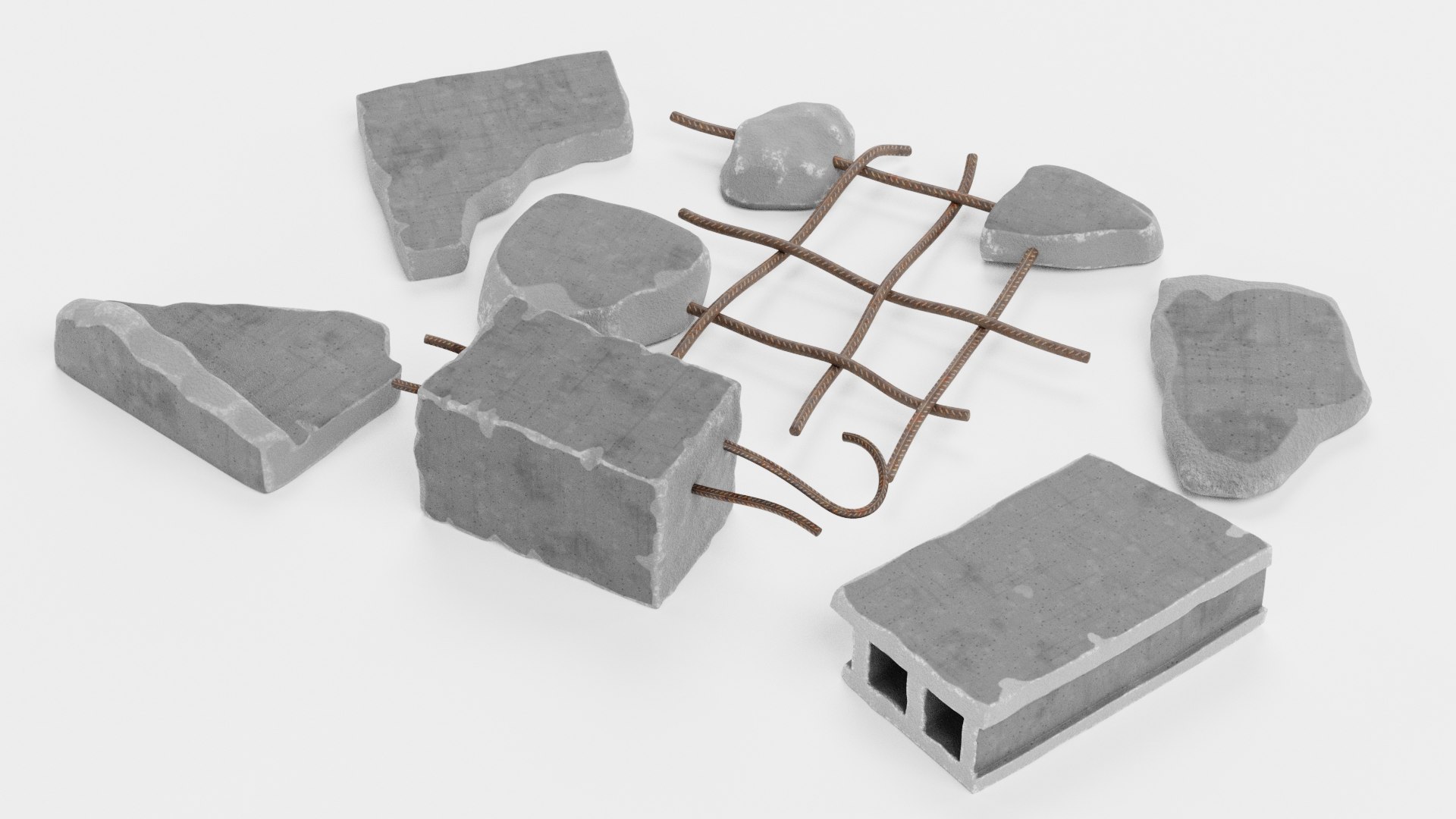 3D Model Concrete Debris Set - TurboSquid 1521881