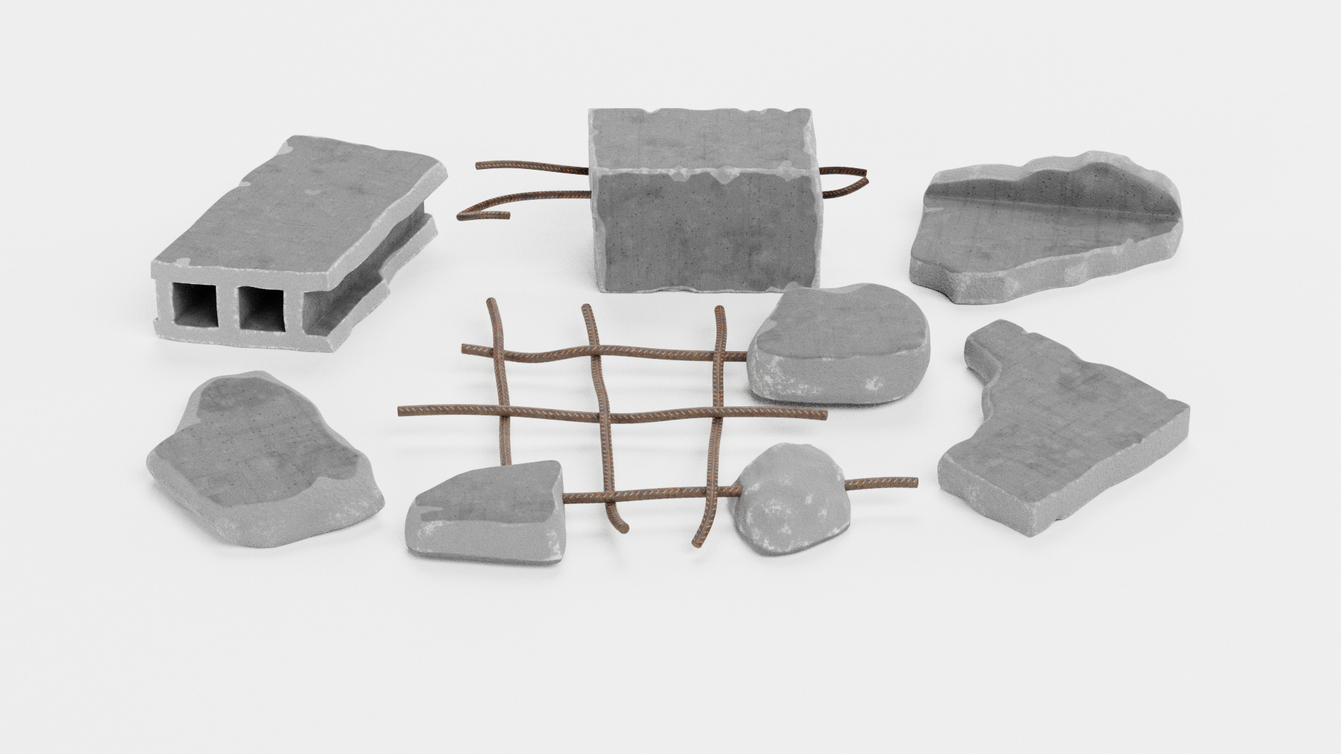 3D Model Concrete Debris Set - TurboSquid 1521881
