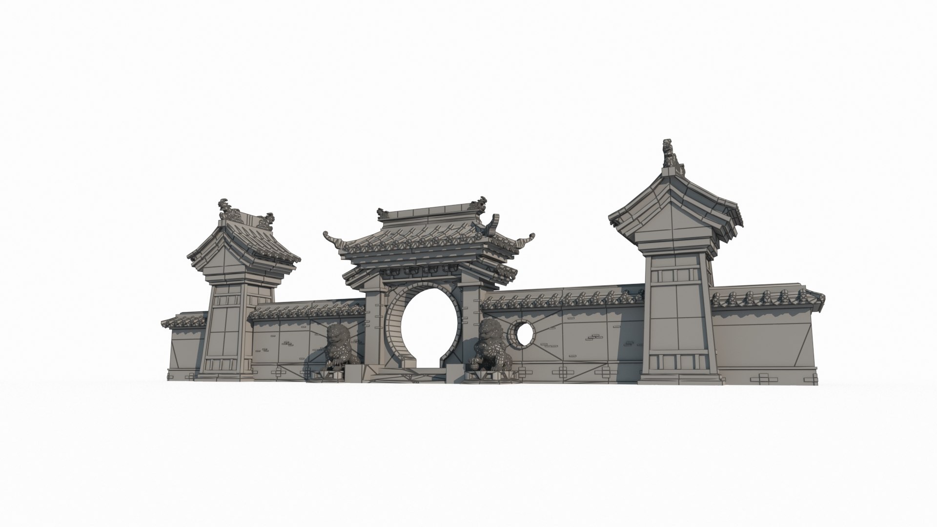 Ancient Asian Architecture Gate Wall 3D Model - TurboSquid 2122742