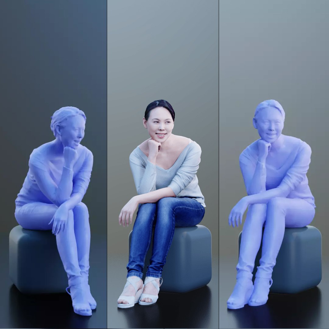 10005 Bao - Sitting Woman Leaning Forward 3D model - TurboSquid 1727875