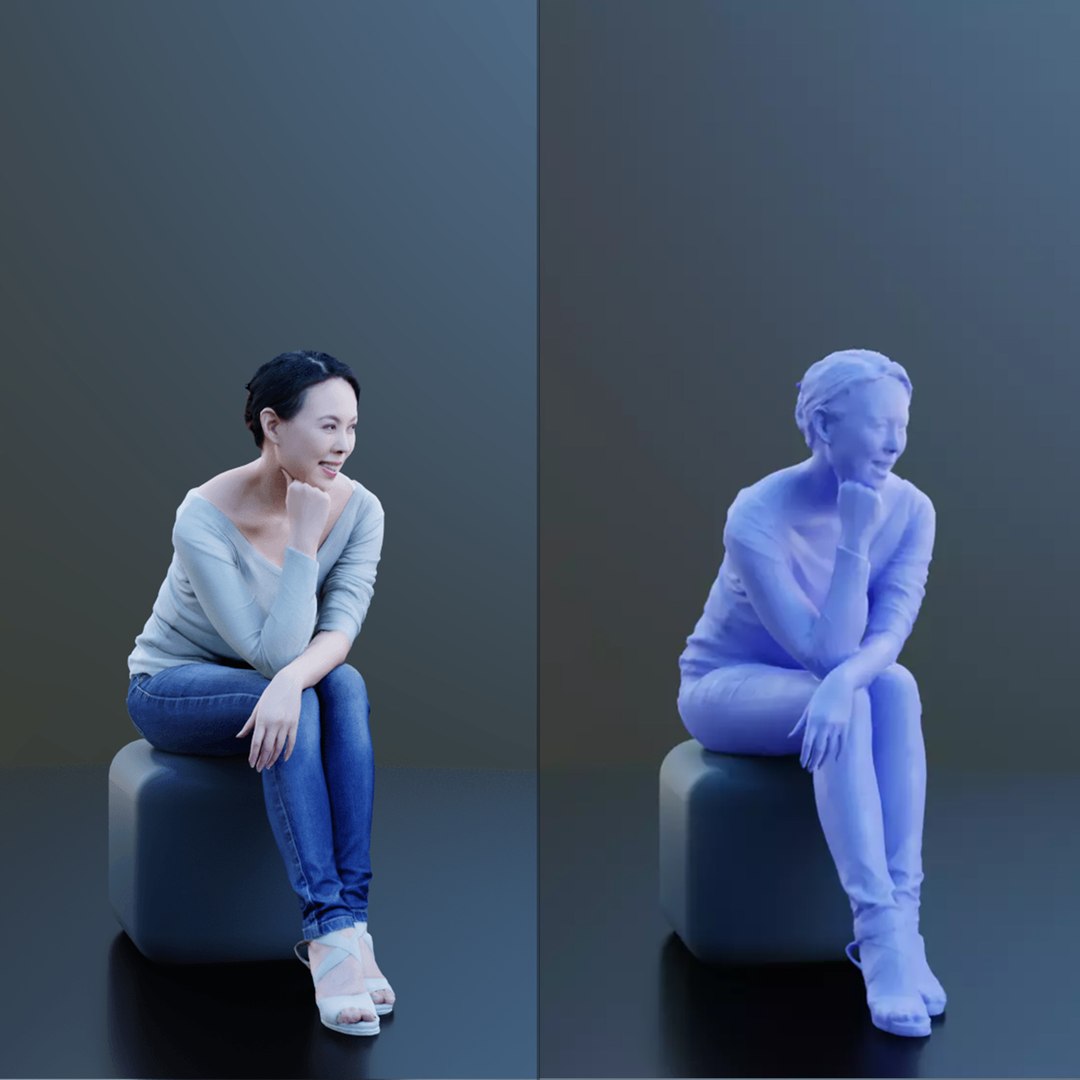 10005 Bao - Sitting Woman Leaning Forward 3D model - TurboSquid 1727875
