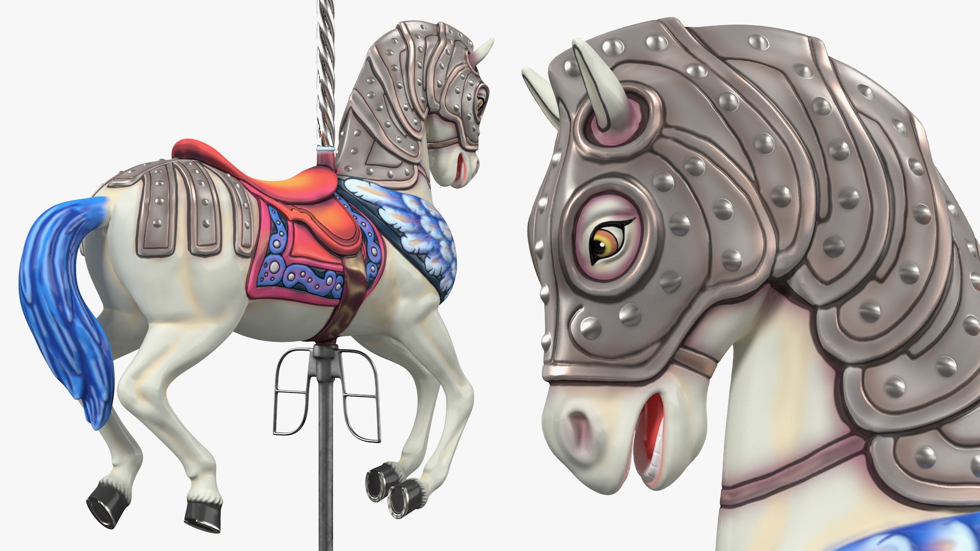Carousel Horse White 3D Model - TurboSquid 1598462