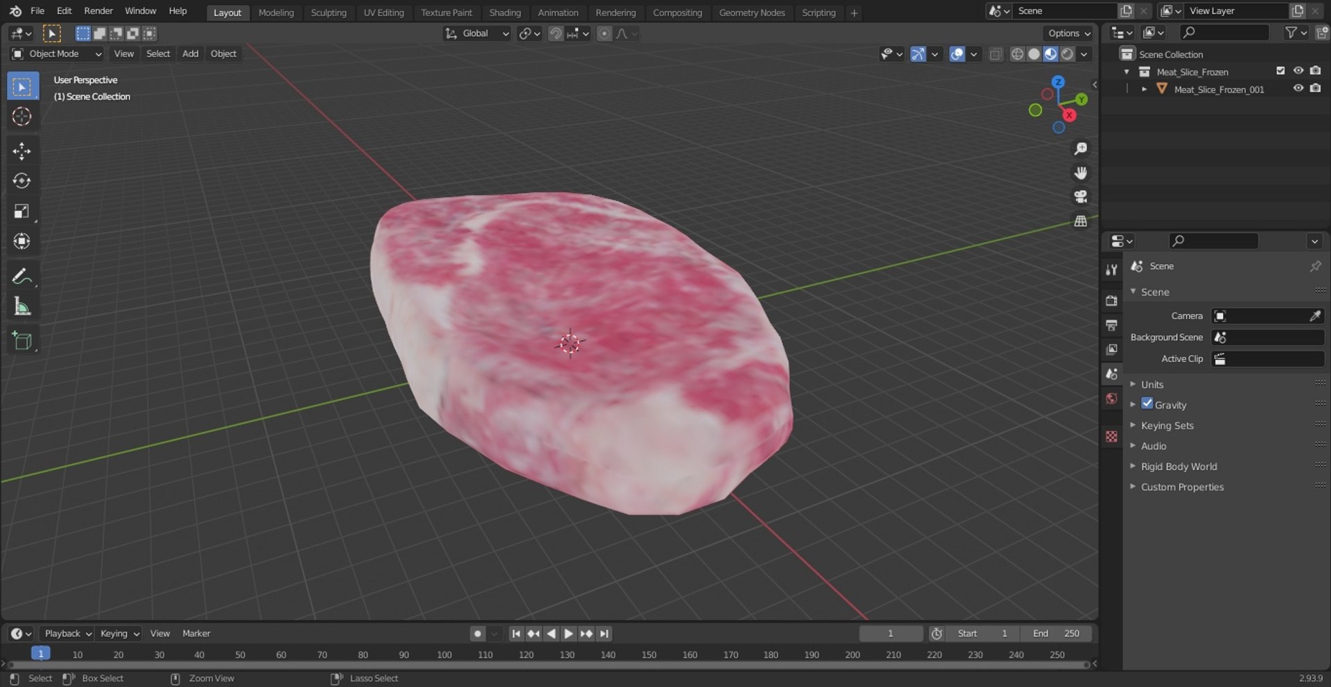 3D Meat Slice Frozen Model - TurboSquid 1947475