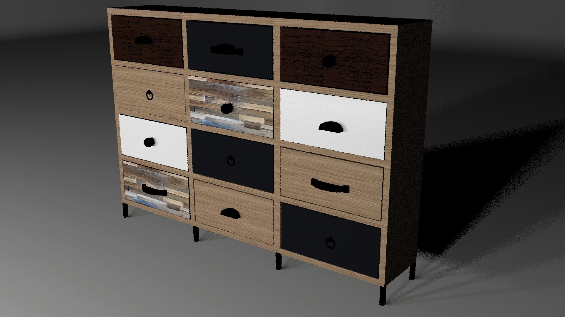 3D Model Wooden Shelf 12 Drawer - TurboSquid 1827809
