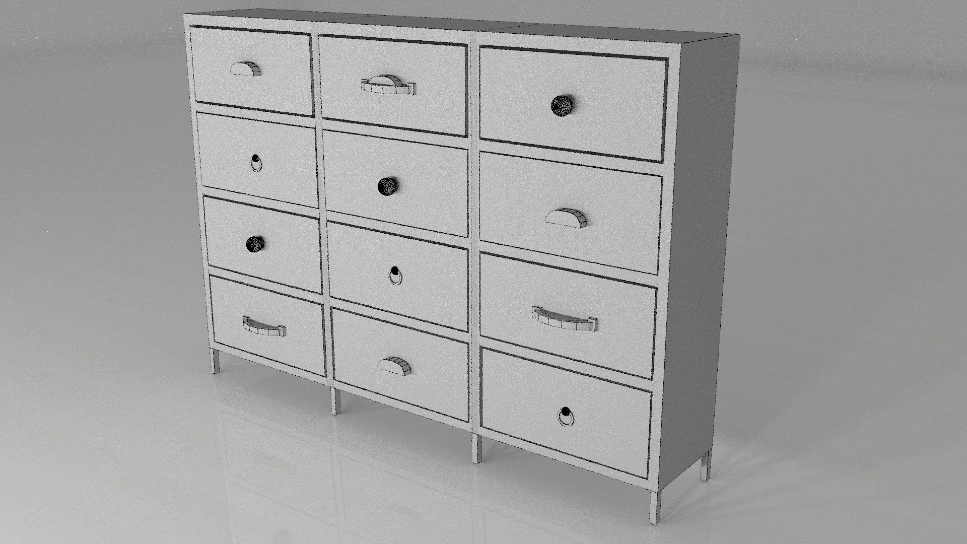3D Model Wooden Shelf 12 Drawer - TurboSquid 1827809