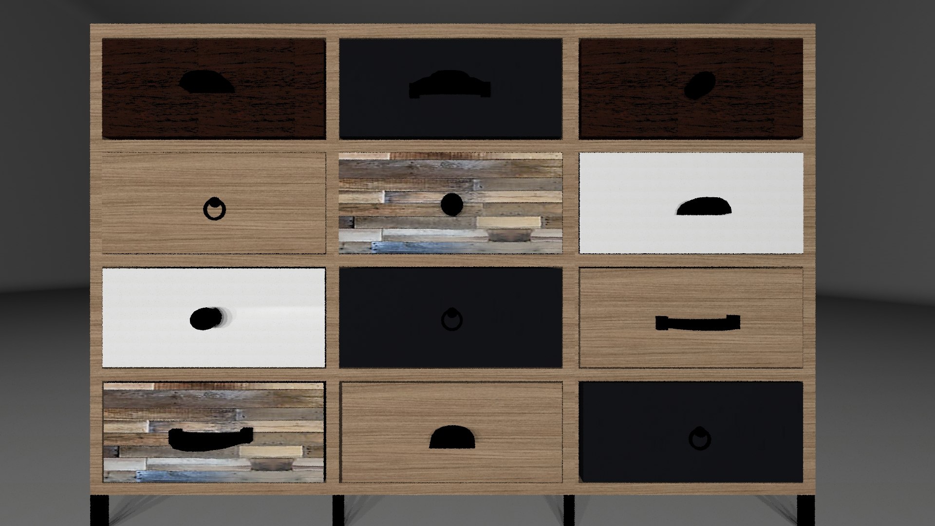 3D Model Wooden Shelf 12 Drawer - TurboSquid 1827809
