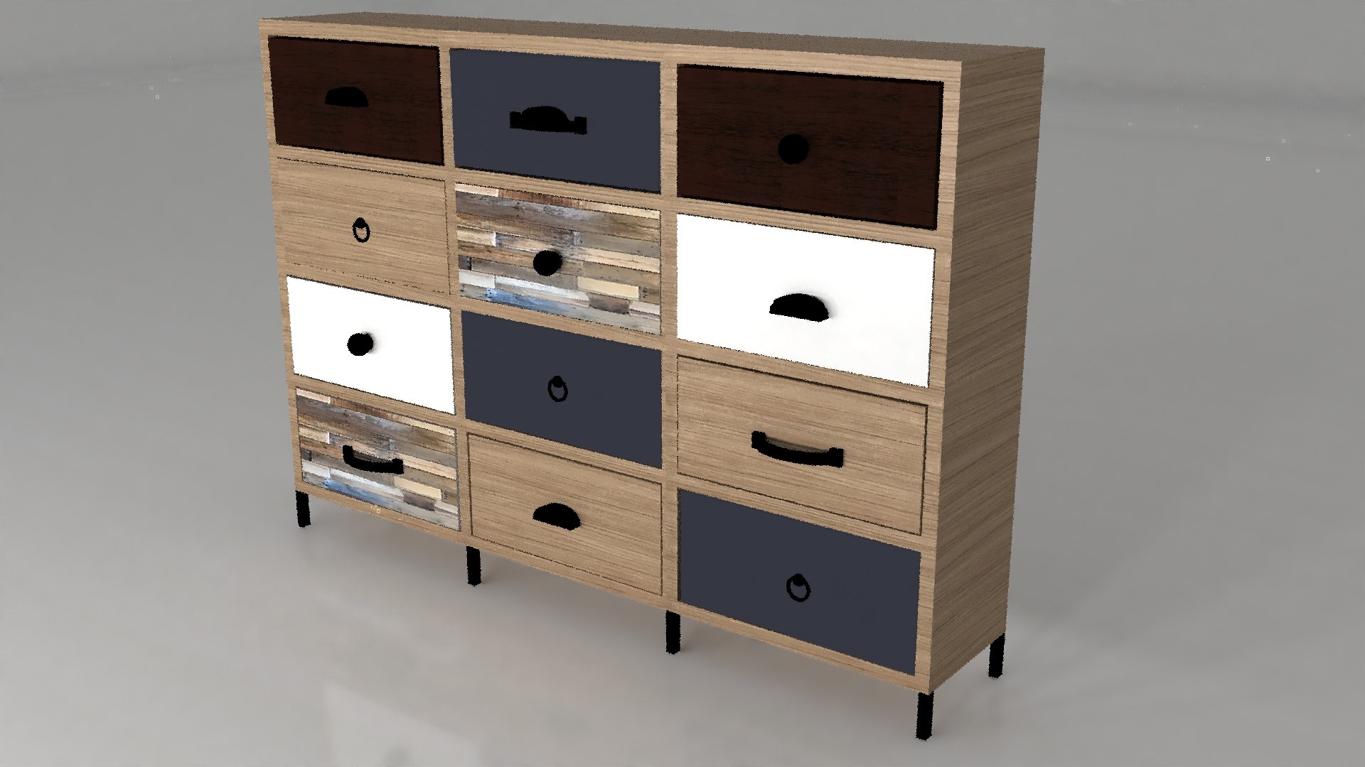 3D Model Wooden Shelf 12 Drawer - TurboSquid 1827809