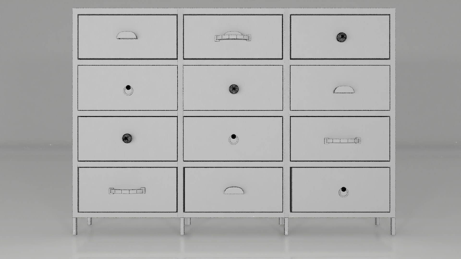 3D Model Wooden Shelf 12 Drawer - TurboSquid 1827809