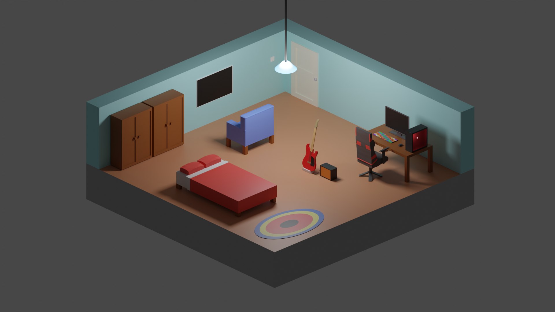 Isometric Bedroom 3D Model - TurboSquid 1559178