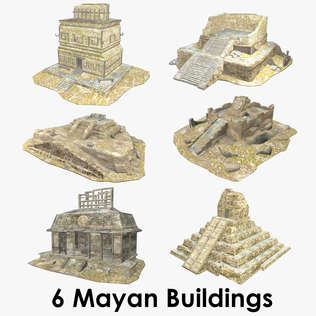 Mayan Buildings Collection XL - Low Poly - Textured 3D model ...