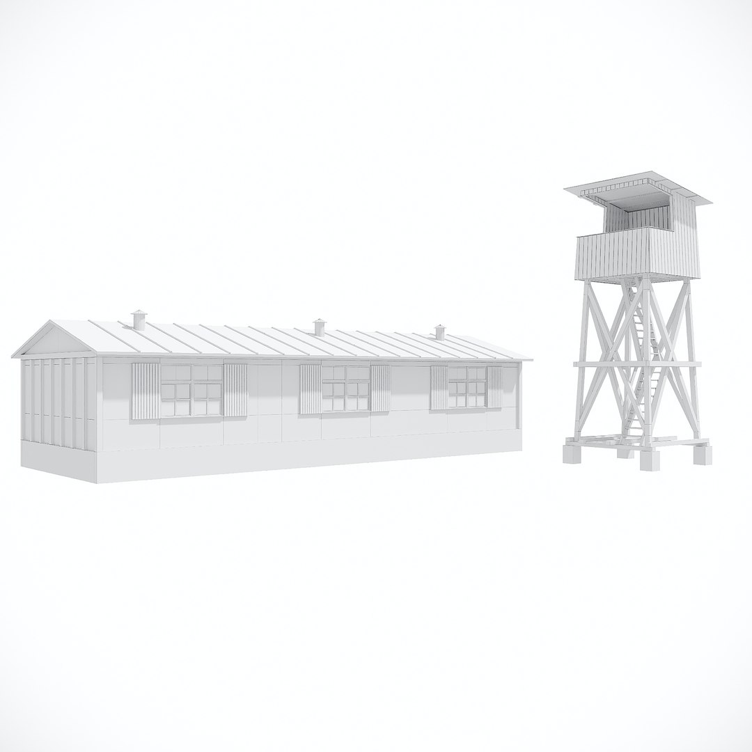 Military Watchtower And Barak Pack Low-poly 3D Model - TurboSquid 1965748