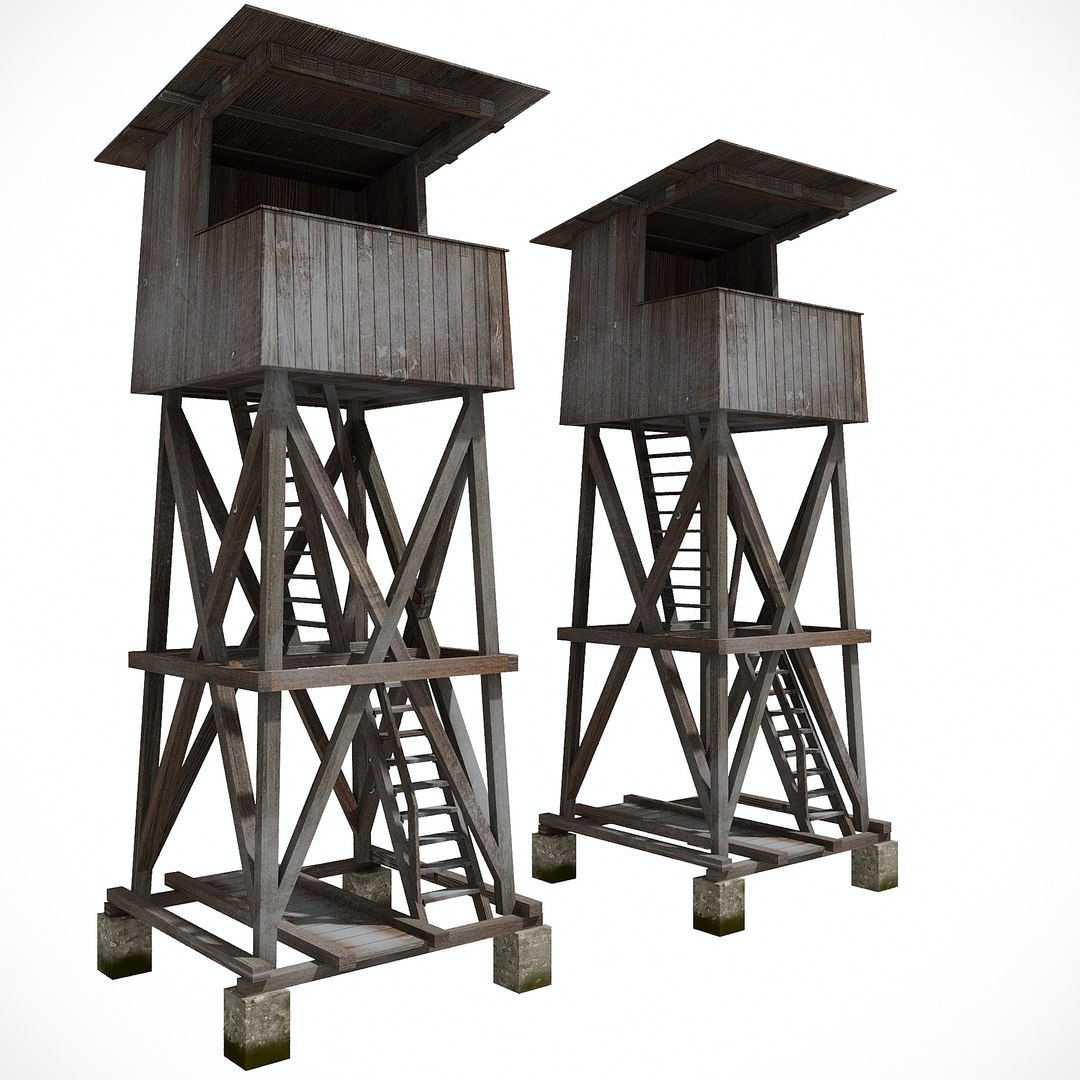 Military Watchtower And Barak Pack Low-poly 3D Model - TurboSquid 1965748