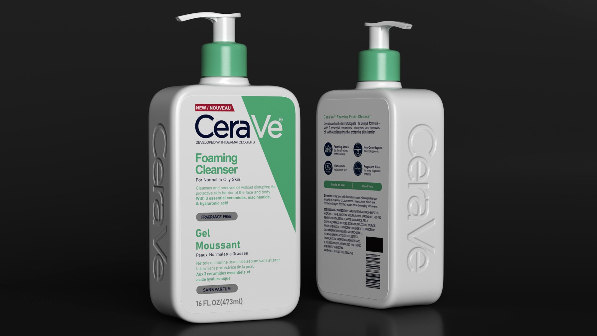 3D Model CeraVe Cleanser Dispenser Bottle 473 Ml Mint - TurboSquid 2282312