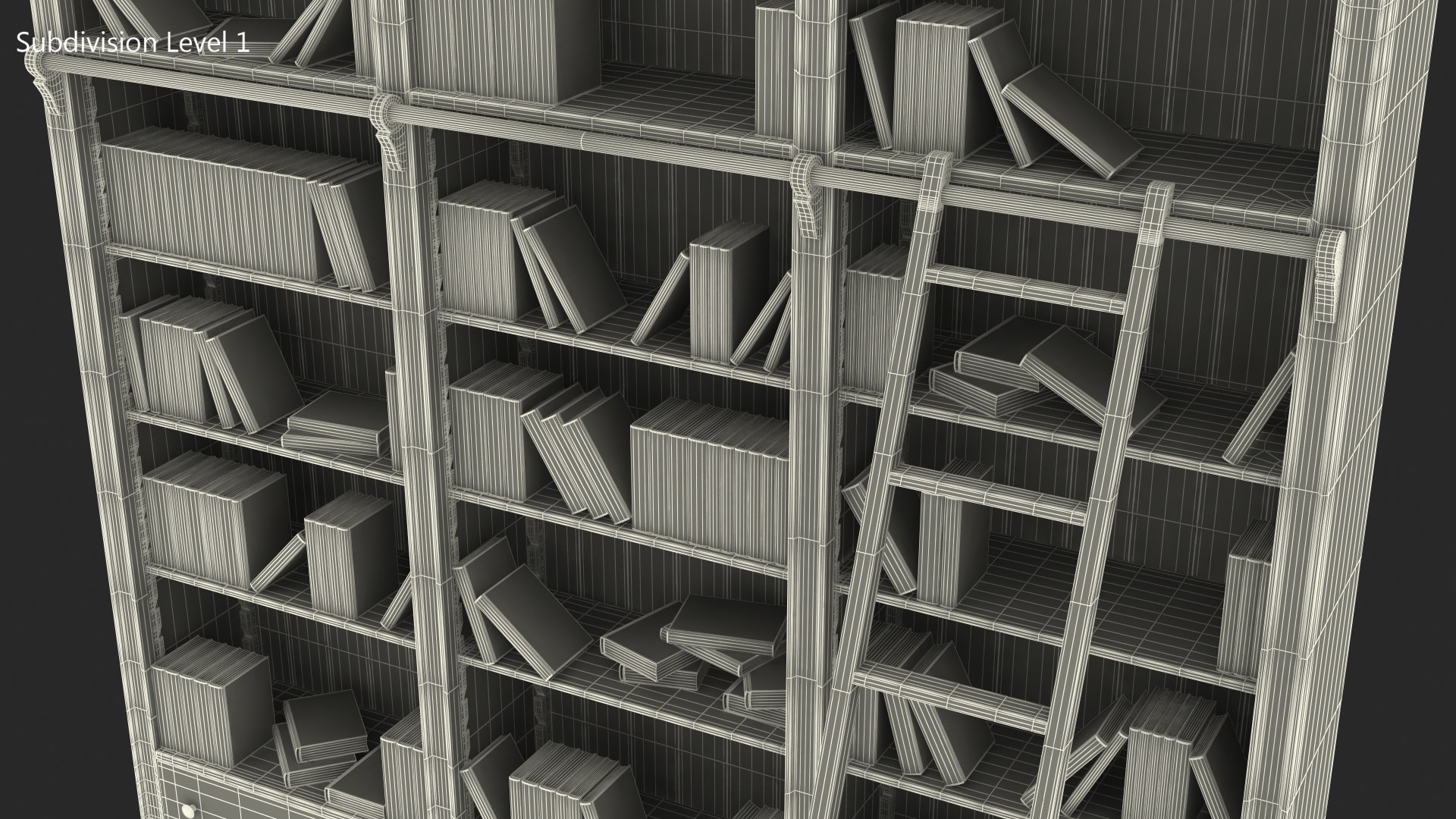 3D Wood Library Bookcase Books - TurboSquid 1487037