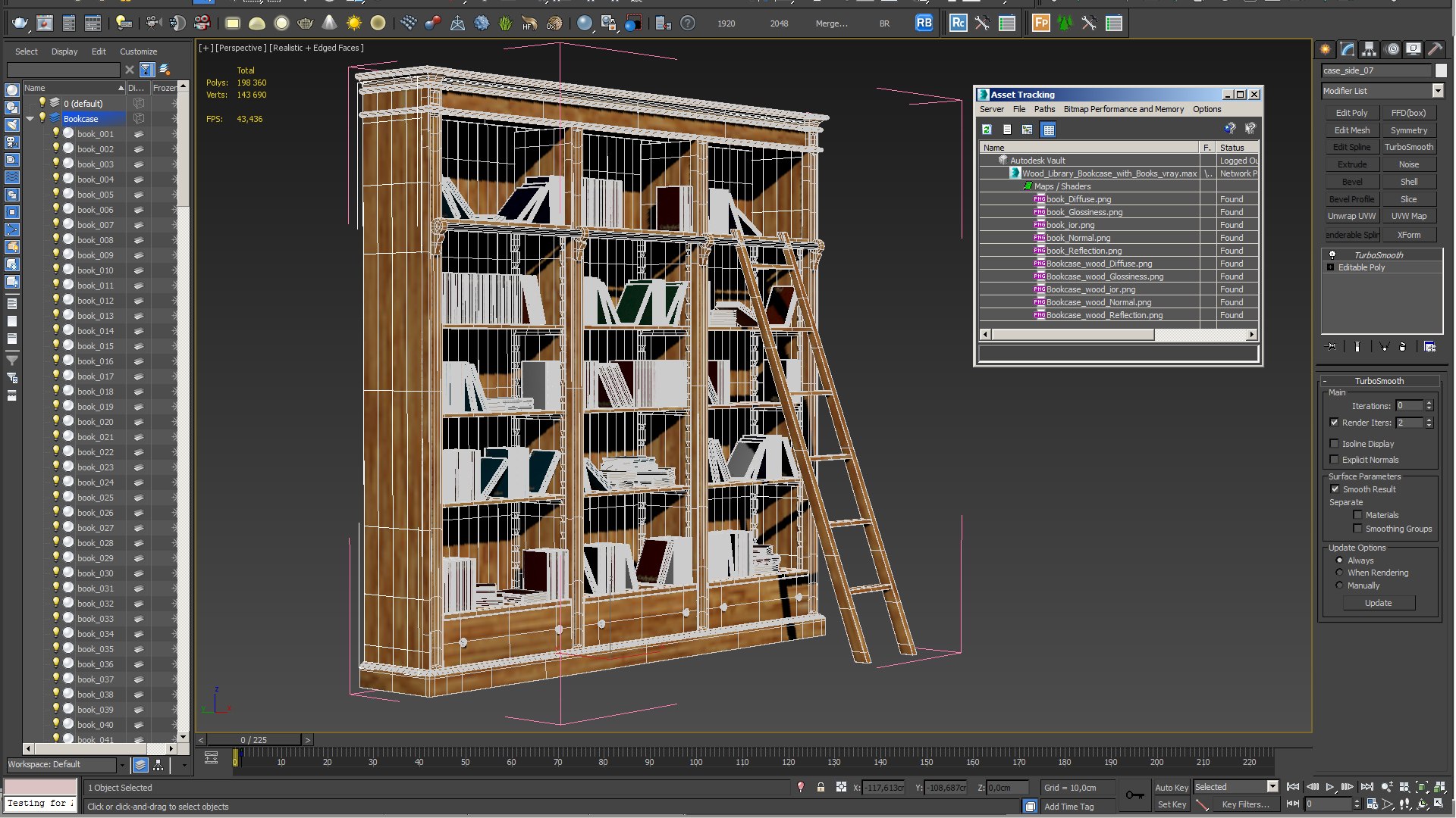 3D wood library bookcase books - TurboSquid 1487037