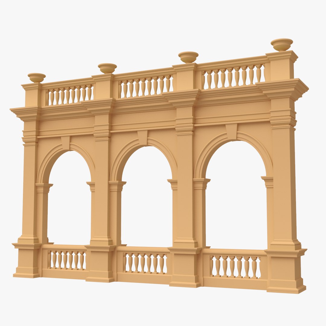 3D model Triple Arch with Balustrade 011 - TurboSquid 1745394