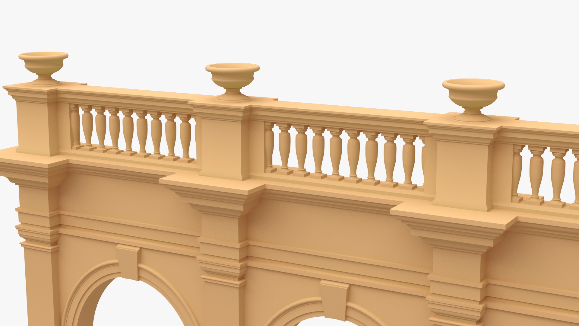 3D Model Triple Arch With Balustrade 011 - TurboSquid 1745394
