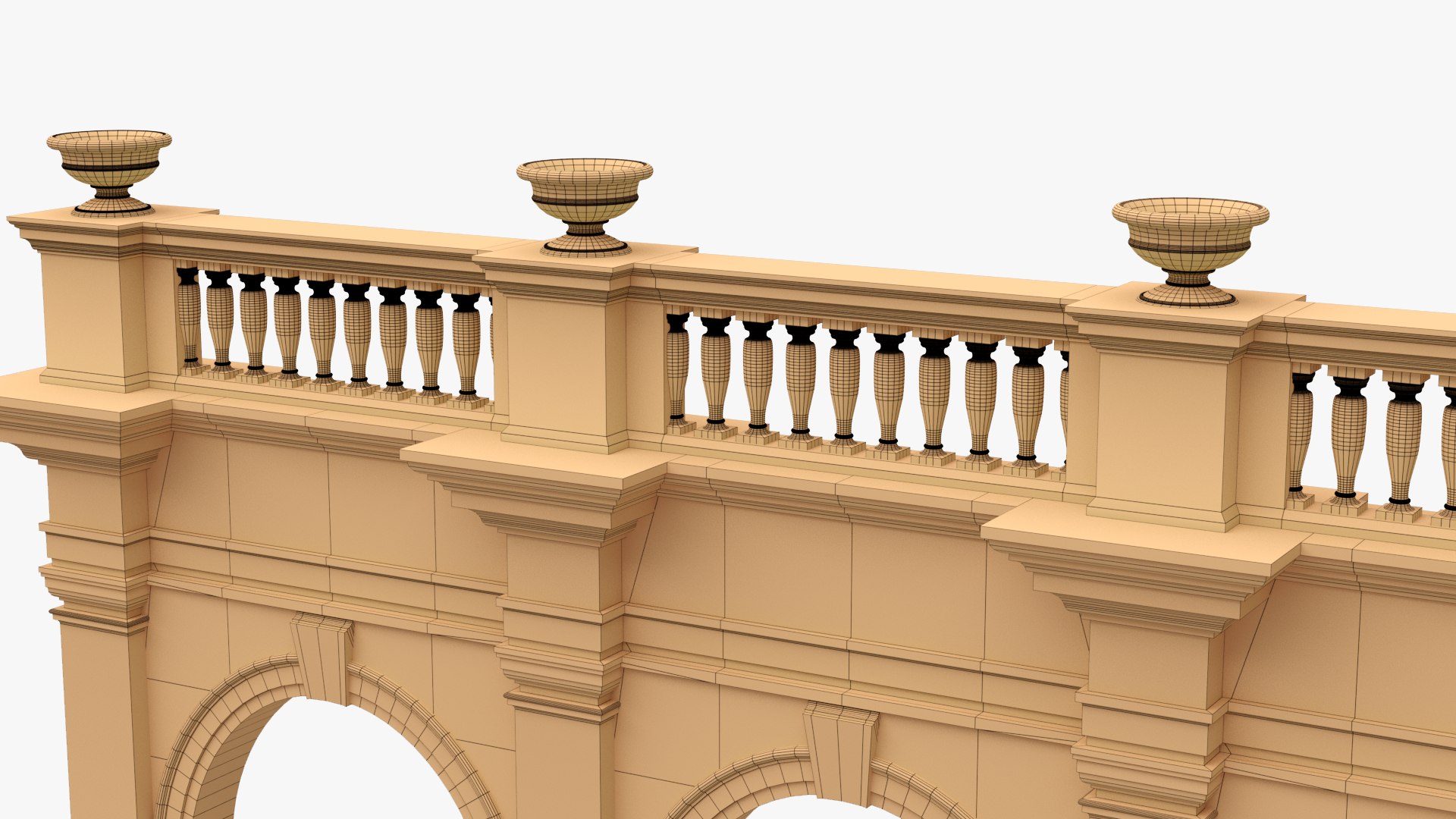 3D Model Triple Arch With Balustrade 011 - TurboSquid 1745394