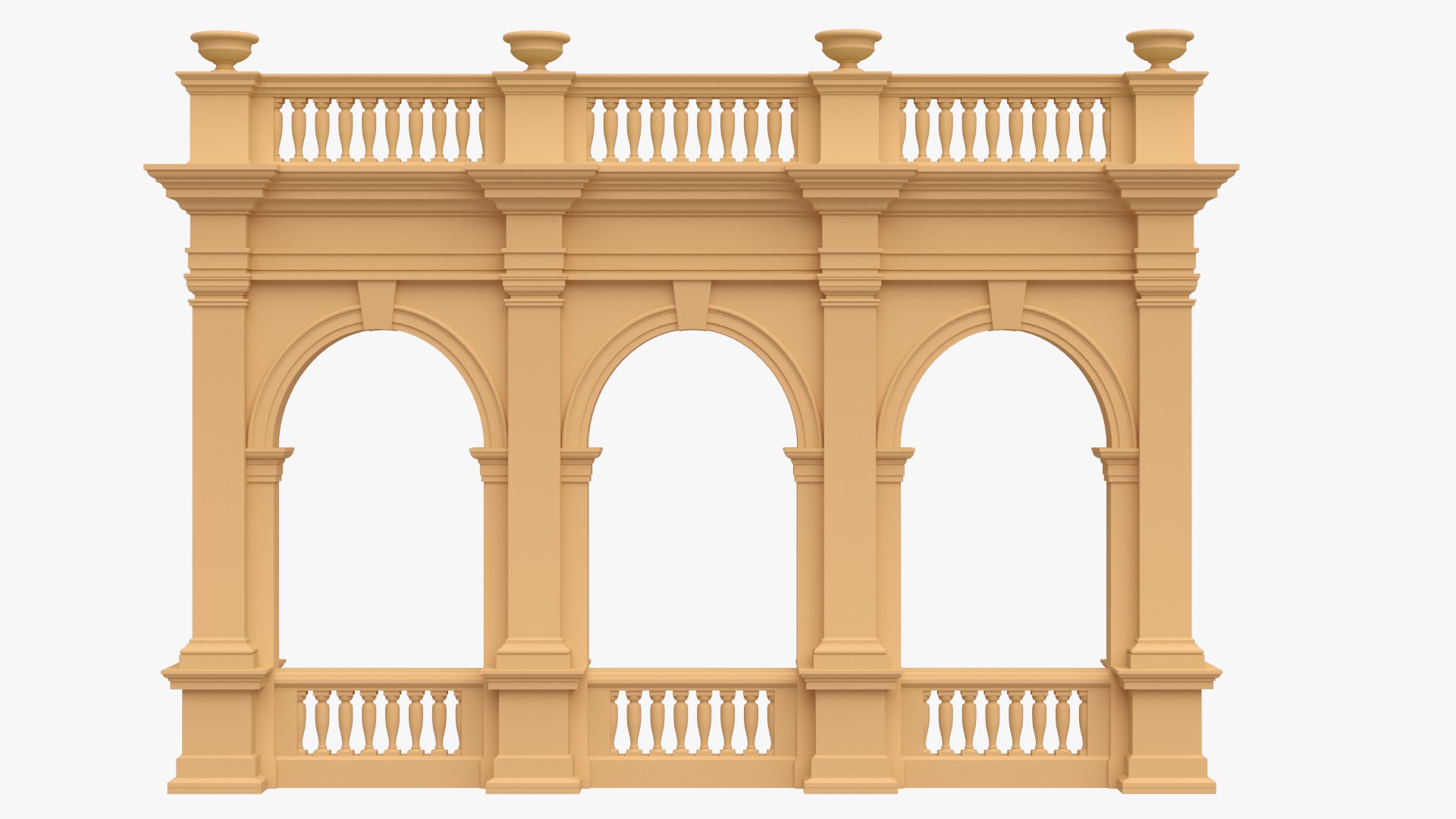 3D Model Triple Arch With Balustrade 011 - TurboSquid 1745394