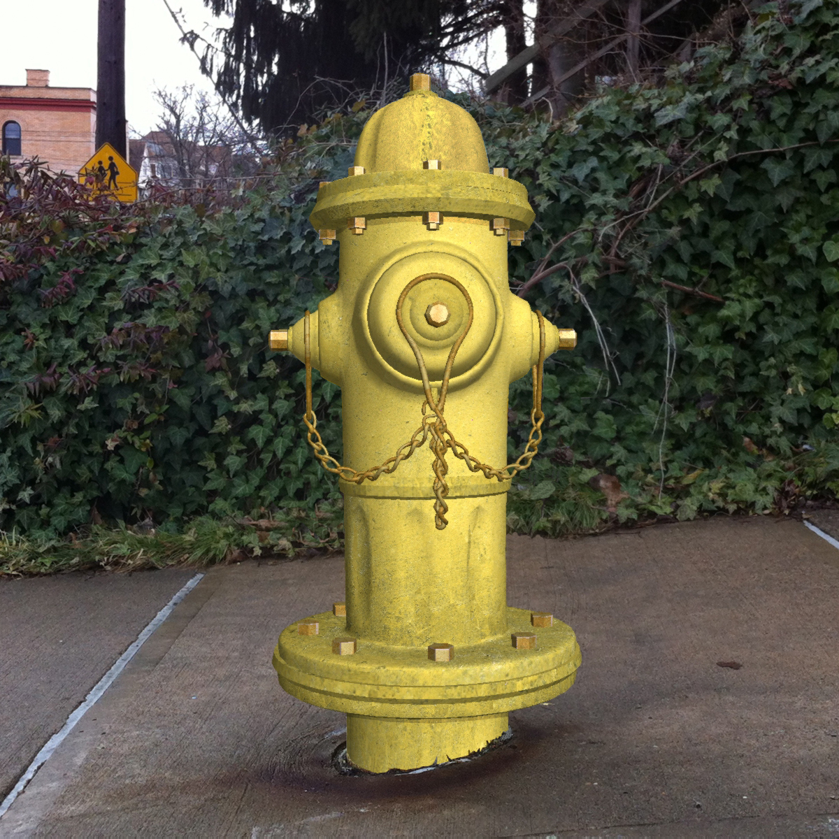 yellow hydrant 3d model