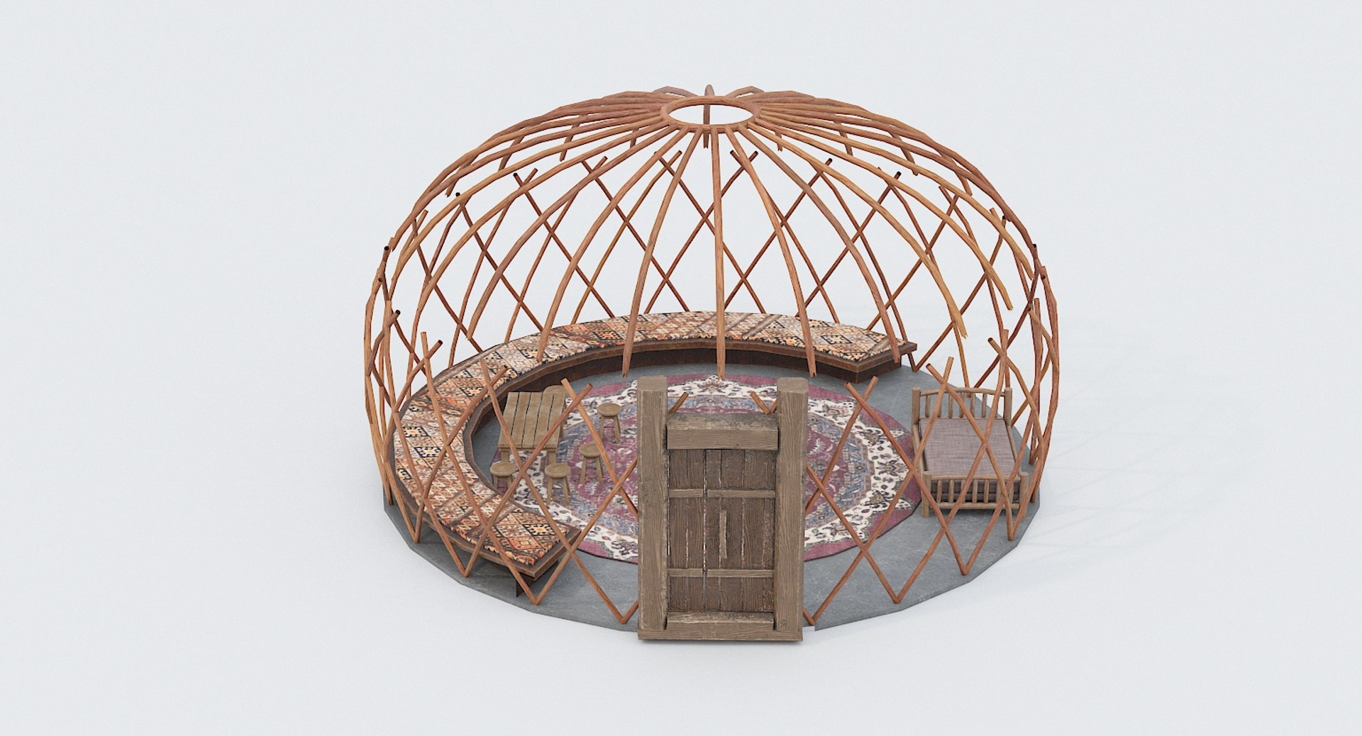 Old Mongolian Yurt And Interior 3D Model - TurboSquid 1763823